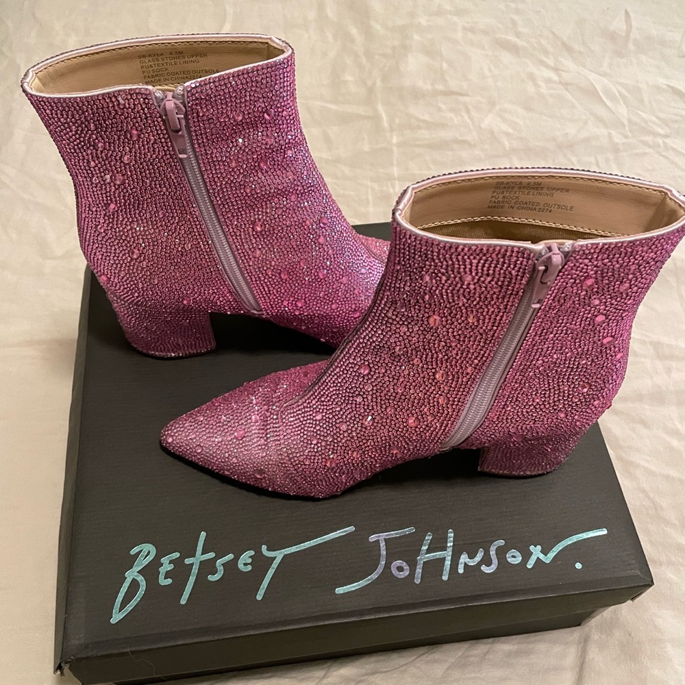 Betsey Johnson Cady Crystal Pav Booties, Light Pink - Gem